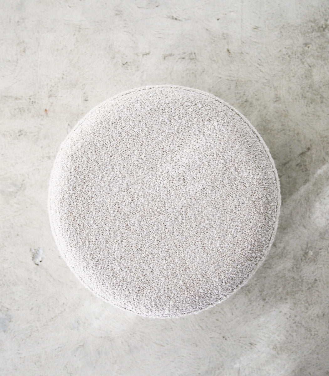 'Cabo' Ottoman / 40cmD x 40cmH / Fabric - Lierna Boucle – Indie Home Collective