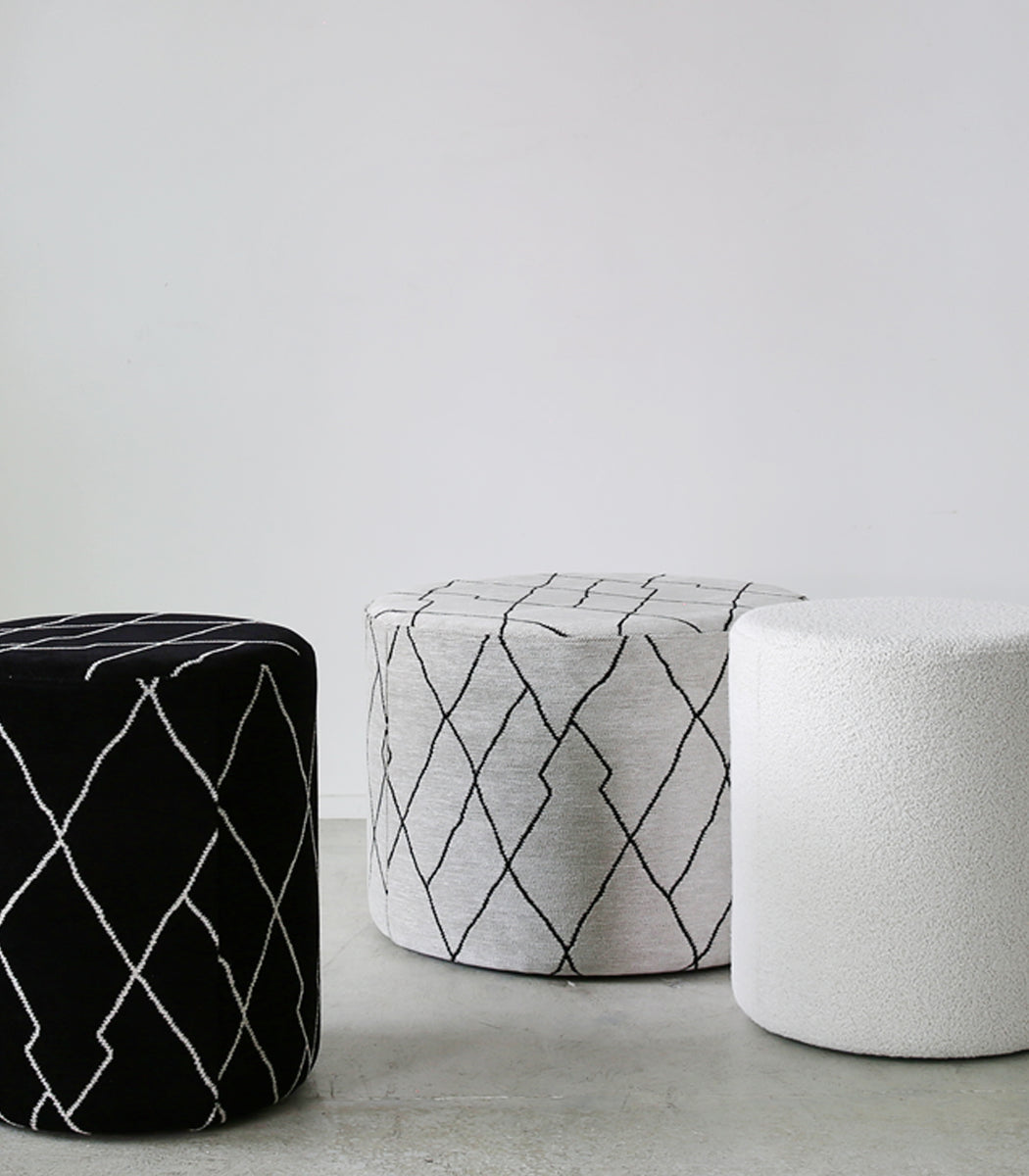 'Cabo' Ottoman / 40cmD x 50cmH / Fabric - Berba / Black – Indie Home Collective