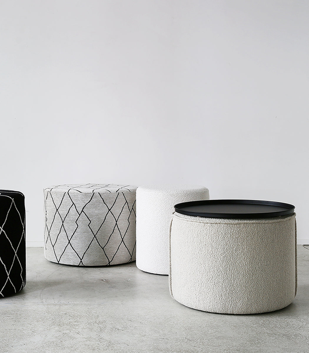 'Cabo' Ottoman / 40cmD x 50cmH / Fabric - Grand Boucle -Silk – Indie Home Collective